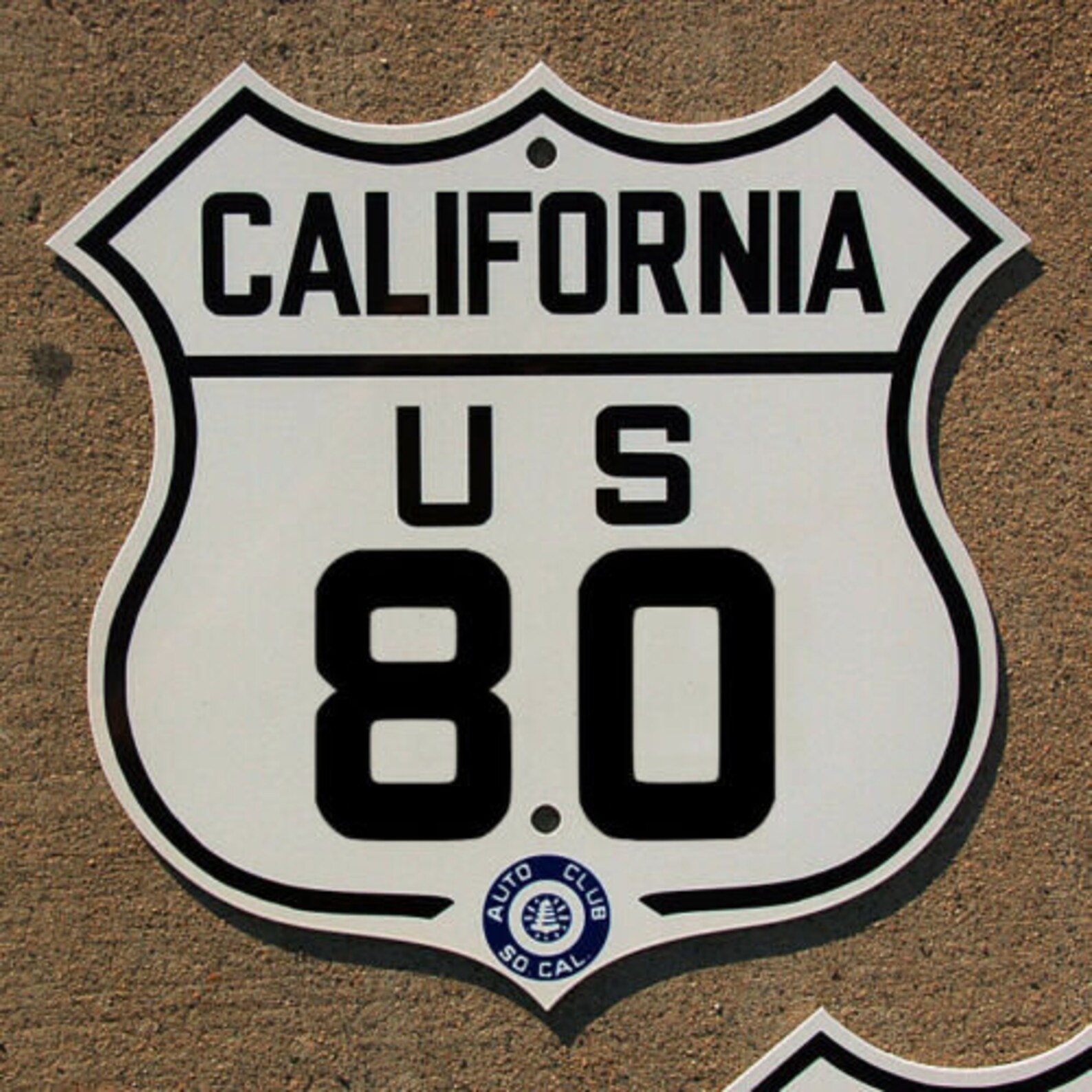 California ACSC US Route 80 Highway Road Sign Auto Club AAA San Diego ...