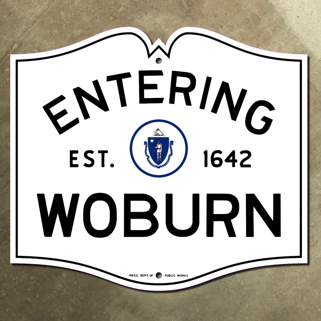 Entering Woburn Massachusetts City Limit Highway Marker Road Sign 1950 ...