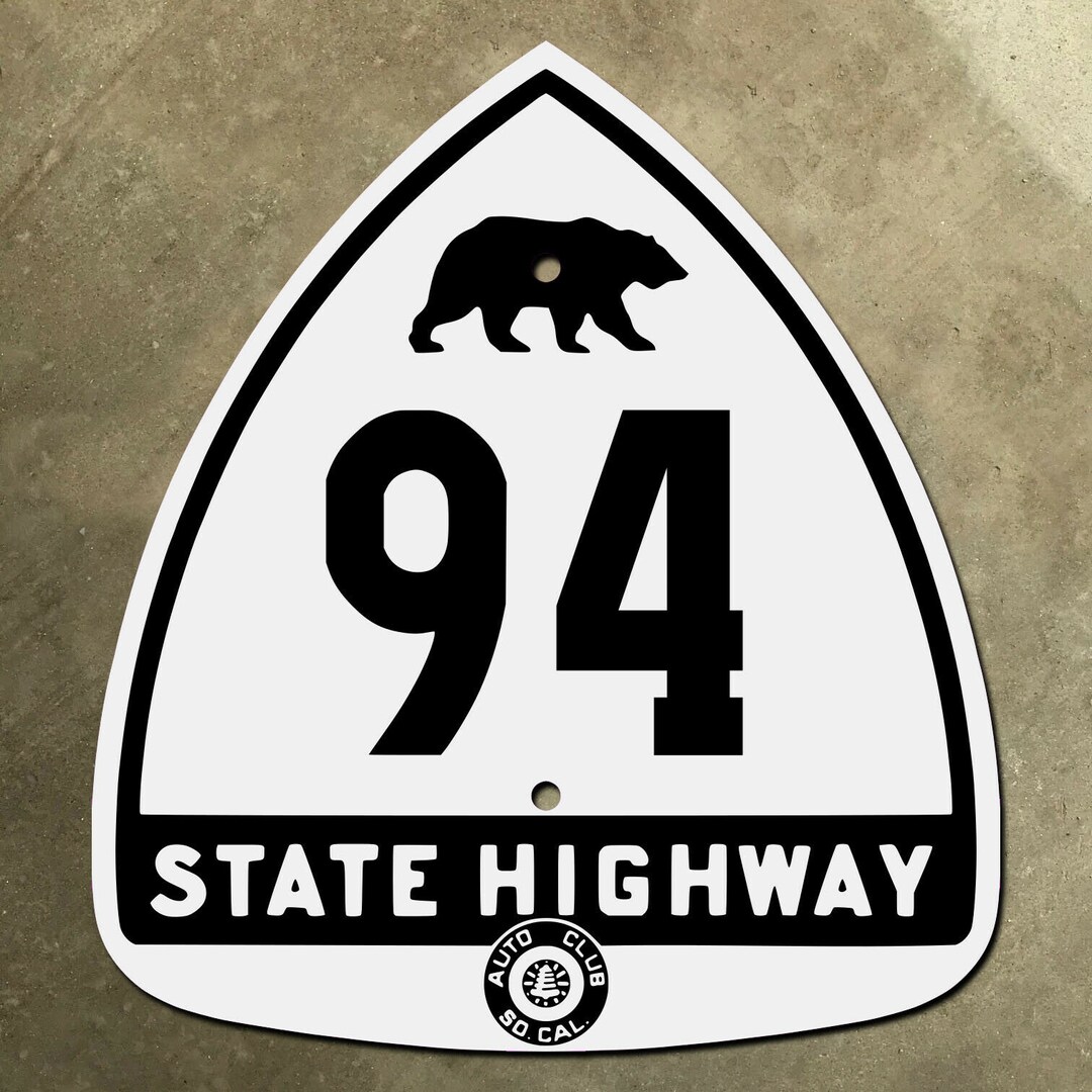 California ACSC Bear Route 94 Highway Road Sign Auto Club AAA - Etsy UK
