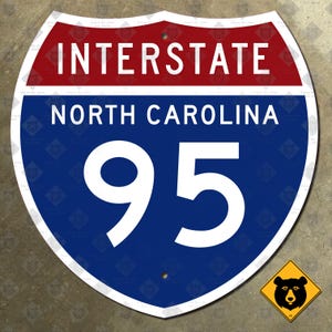 North Carolina Interstate Route 95 Highway Marker Road Sign 1957 NC - Etsy
