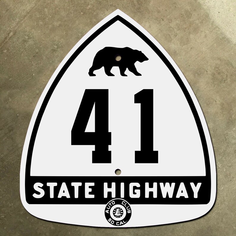 California ACSC Bear Route 41 Highway Road Sign Auto Club AAA - Etsy
