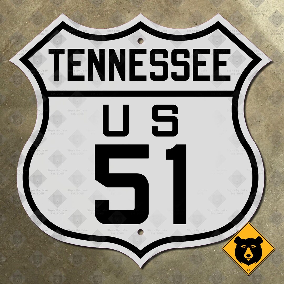 Tennessee US Route 51 Highway Marker Road Sign 1926 Memphis Dyersburg ...