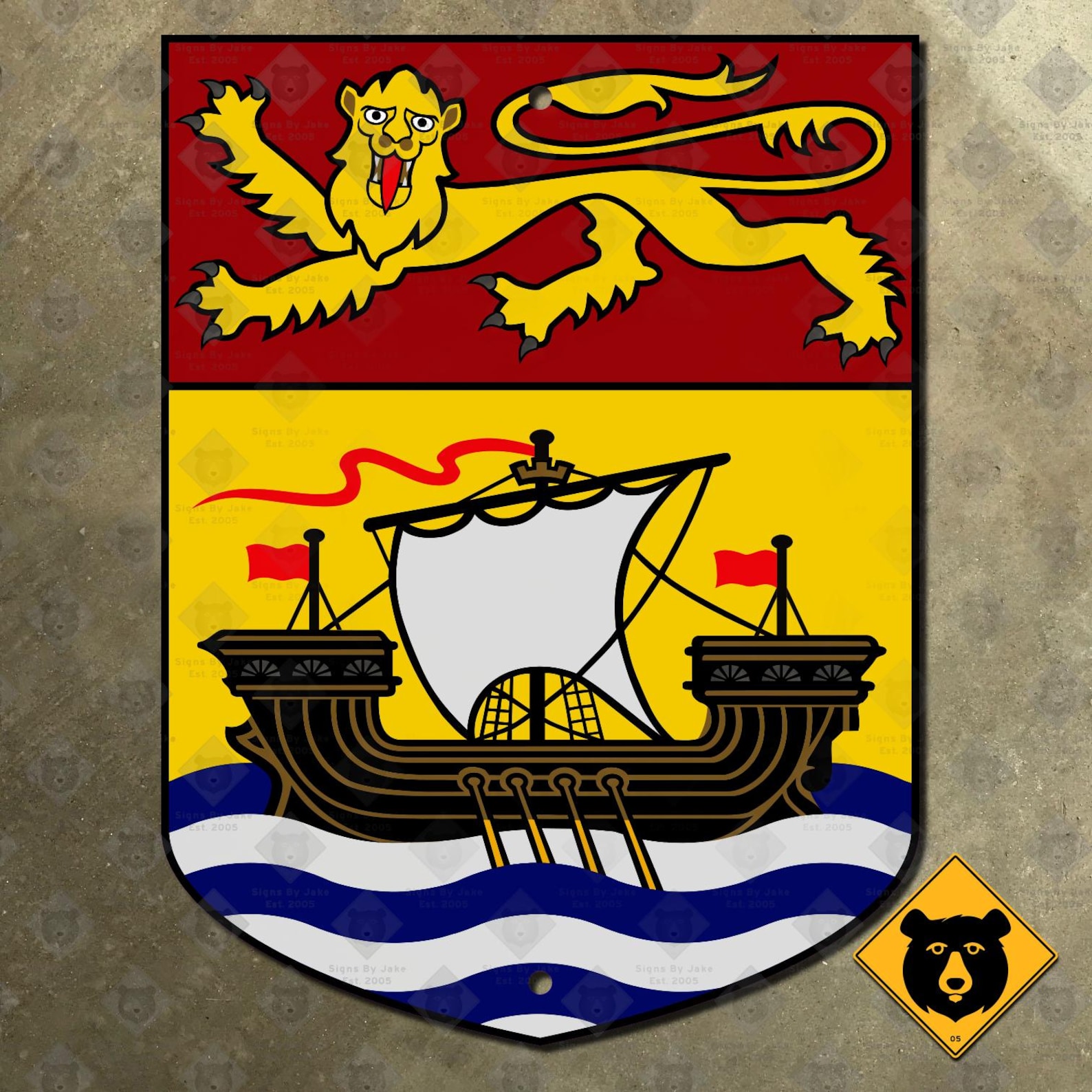 New Brunswick Provincial Coat of Arms Sign 1868 Shield Crest Canada - Etsy