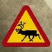 Sweden Reindeer Warning Highway Sign Road Sign Red Yellow Caribou Ren ...