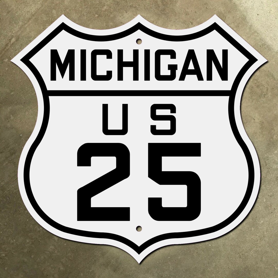 Michigan US Route 25 Highway Marker Road Sign Detroit Port Huron 1926 ...