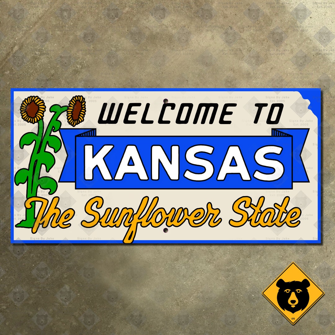 Kansas State Line Highway Marker Road Sign 1957 Sunflower - Etsy