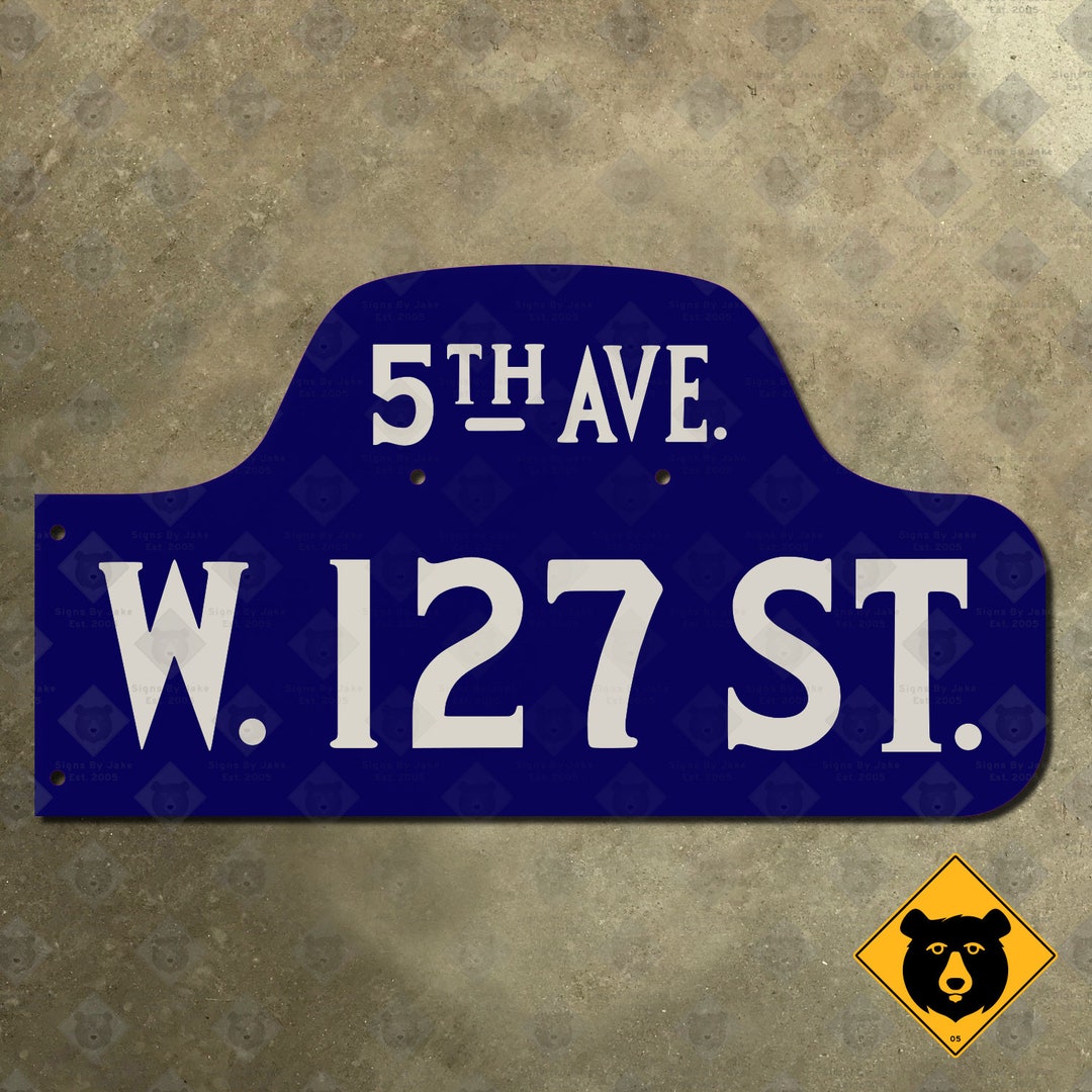 New York City Harlem W 127th Street 5th Avenue Humpback Road Sign - Etsy
