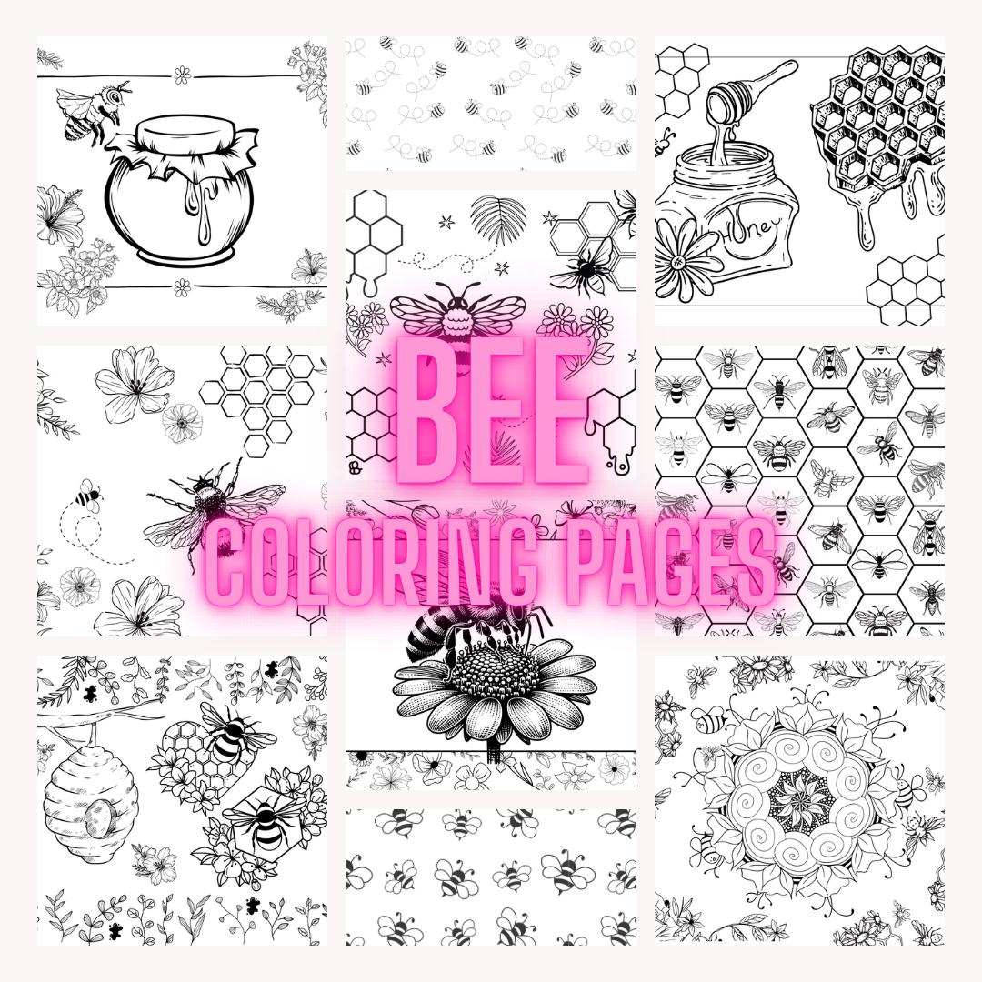 Bee Happy! Printable Bee Themed Coloring Pages. 11 Page PDF Set | Fun ...