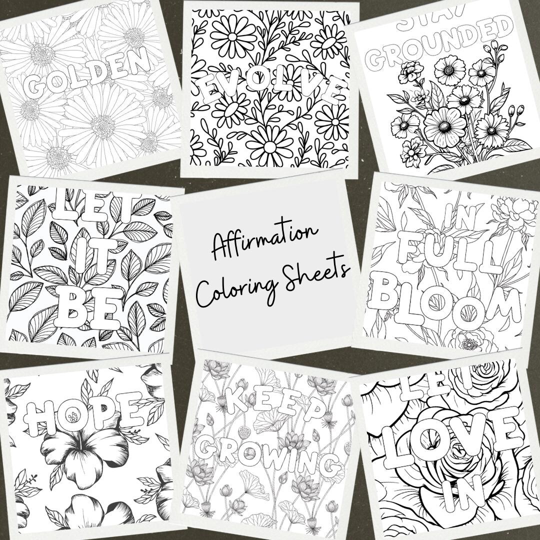 Bloom and Believe: 20 Affirmation Coloring Pages With Floral Designs ...