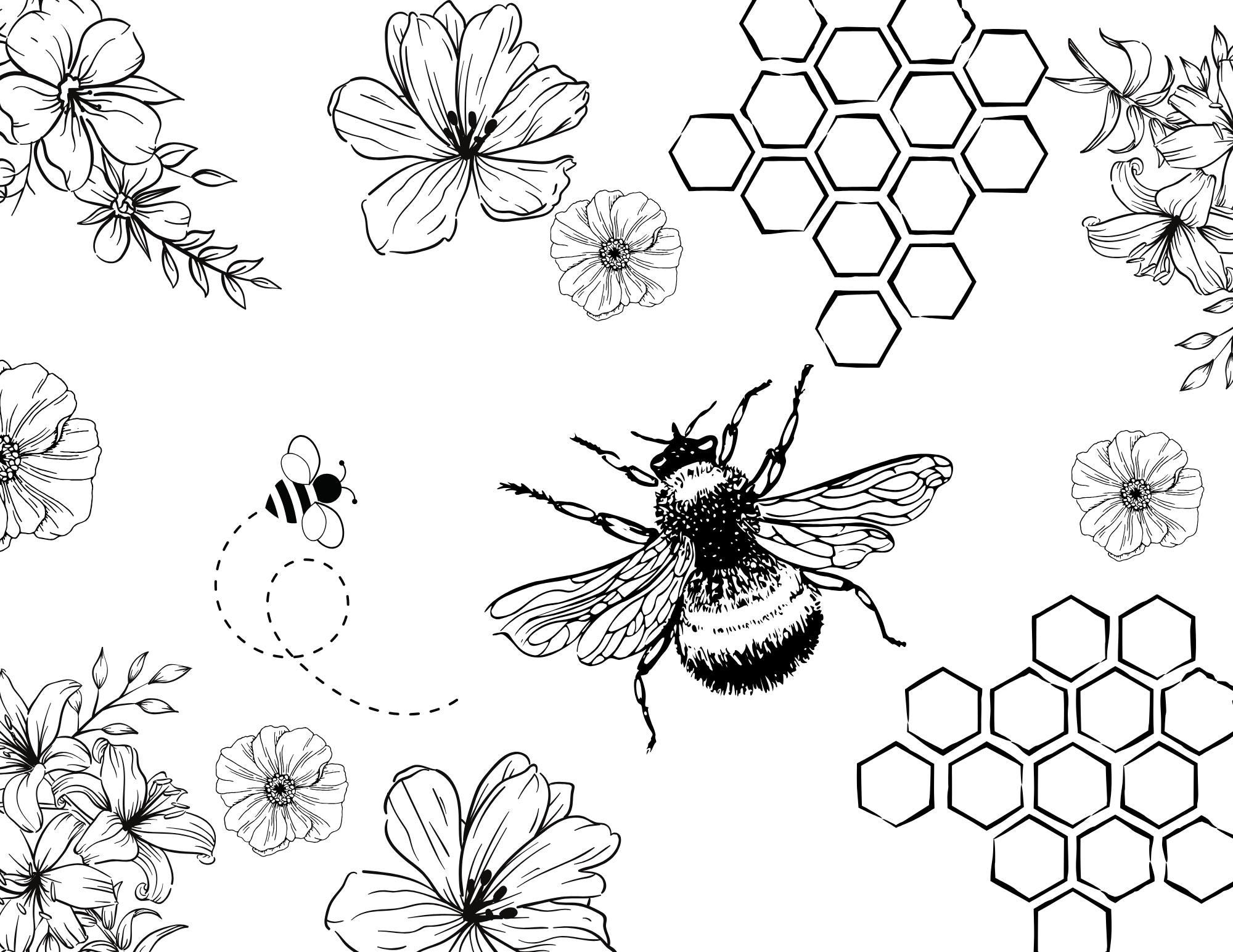 Bee Happy! Printable Bee Themed Coloring Pages. 11 Page PDF Set | Fun ...