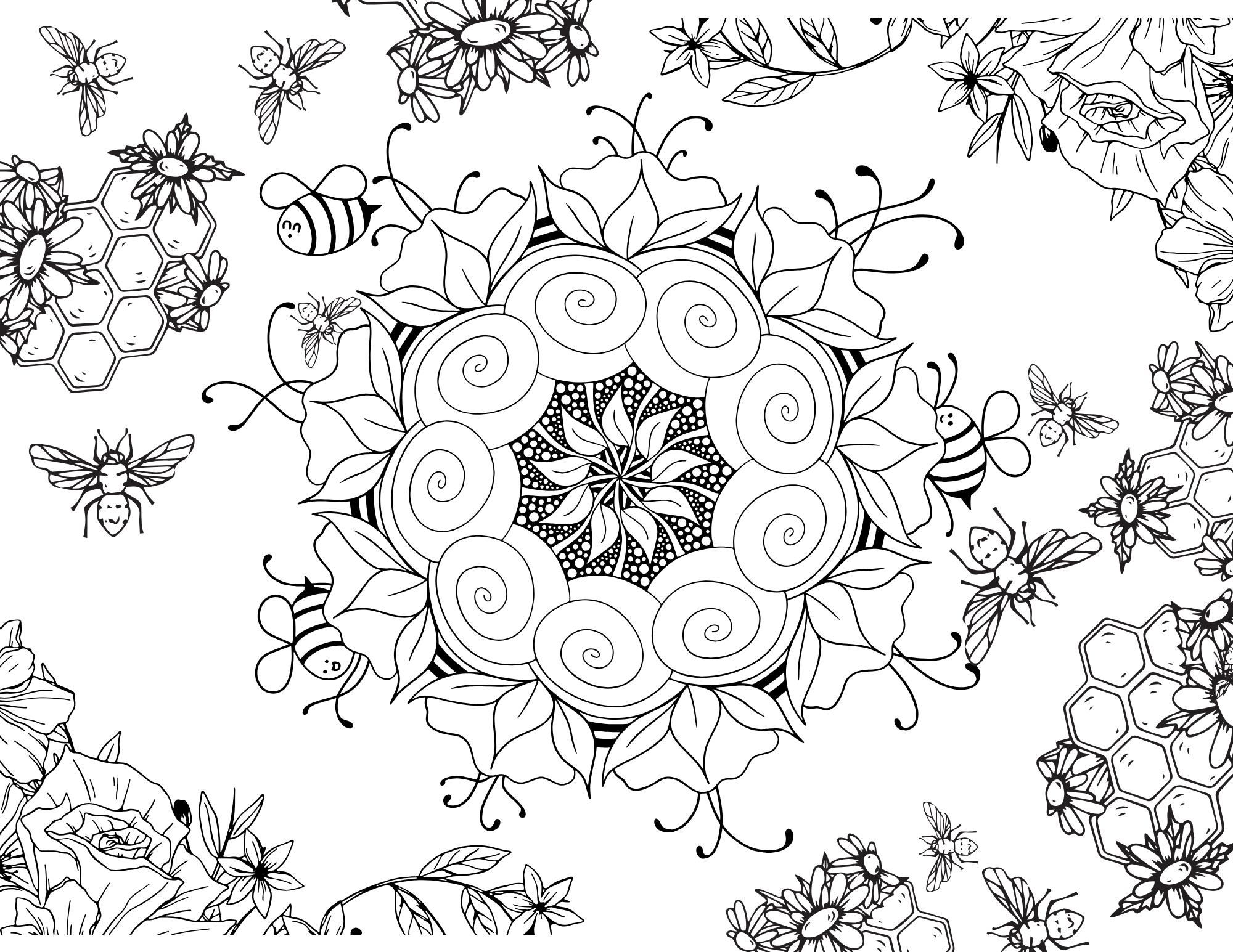 Bee Happy! Printable Bee Themed Coloring Pages. 11 Page PDF Set | Fun ...