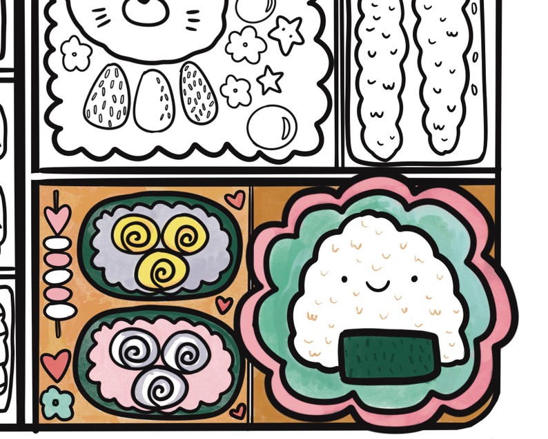 Cozy Bento Box Colouring Sheet - Etsy