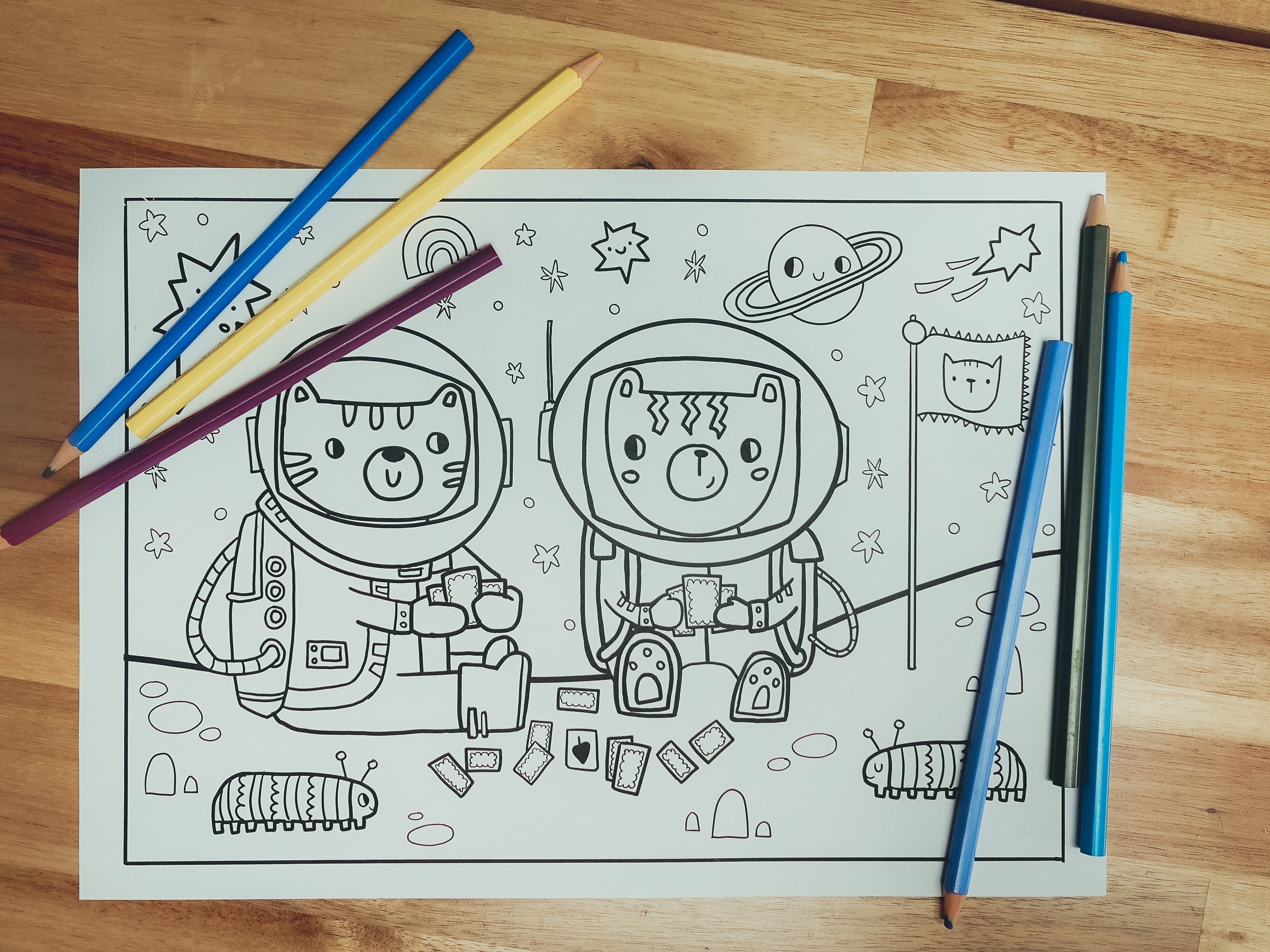 Space Colouring Sheet - Etsy