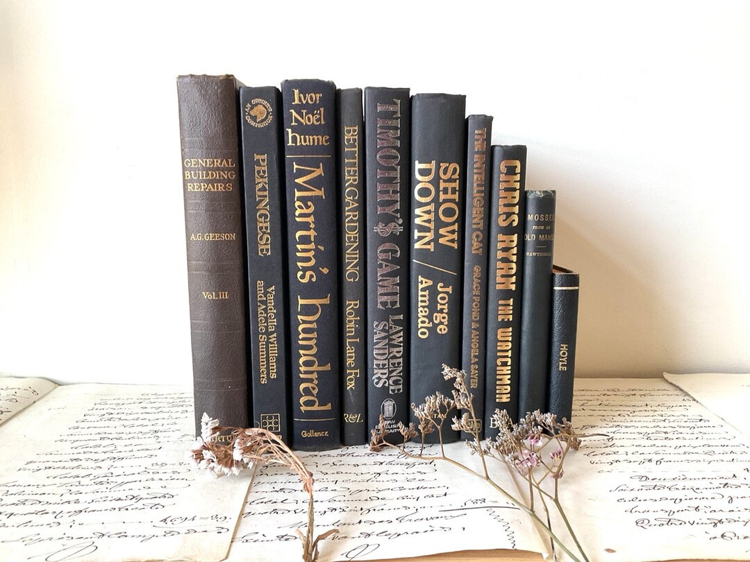 Decorative Books X 10 Vintage Black Book Stack Black Book Bundle ...
