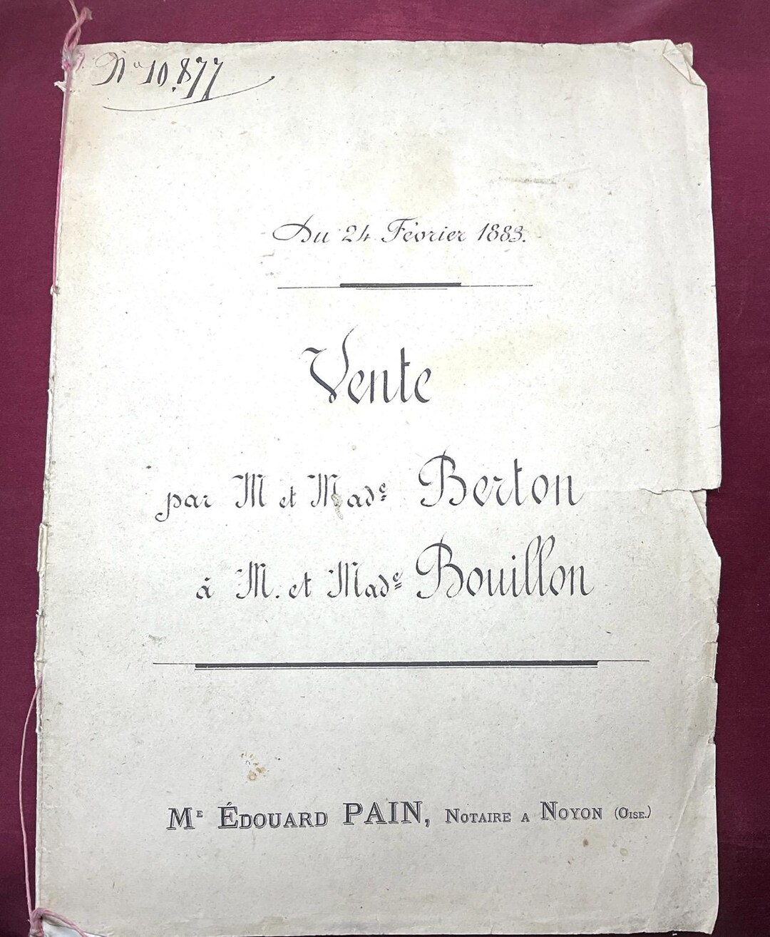 1883 Antique French Handwritten Manuscript | Stamped Watermark | C19th ...