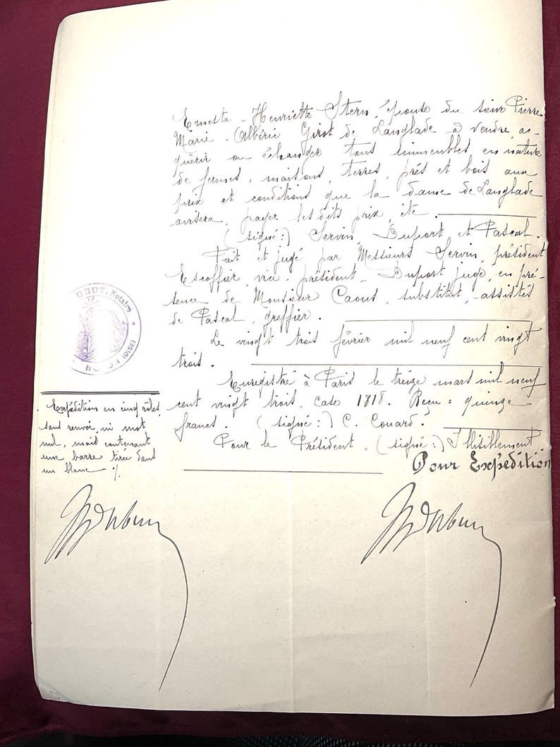 1923 Antique French Handwritten Manuscript | Marriage License and Will ...