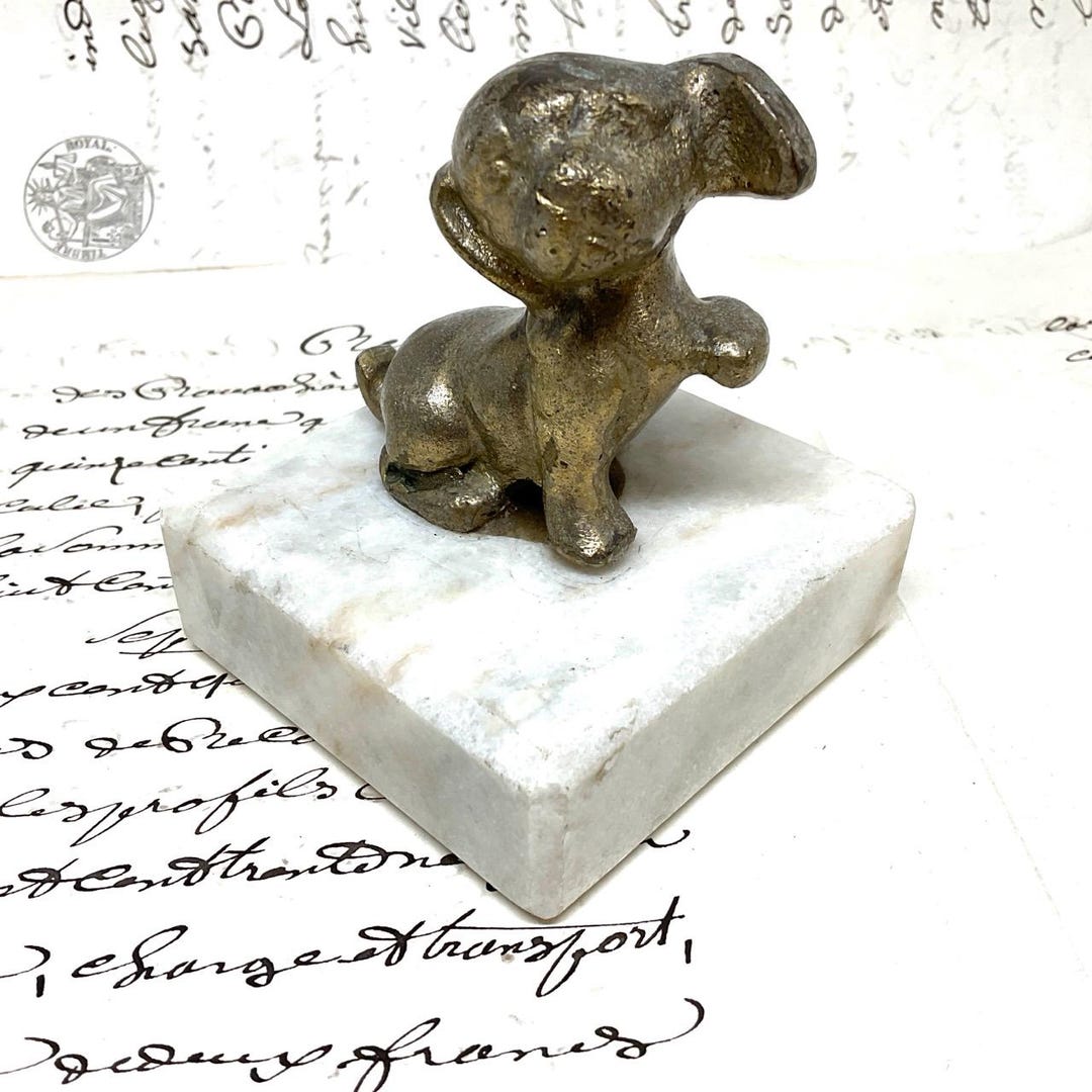 Puppy Dog Paperweight | Metal & Marble | Possibly Vintage Hubley | Some ...