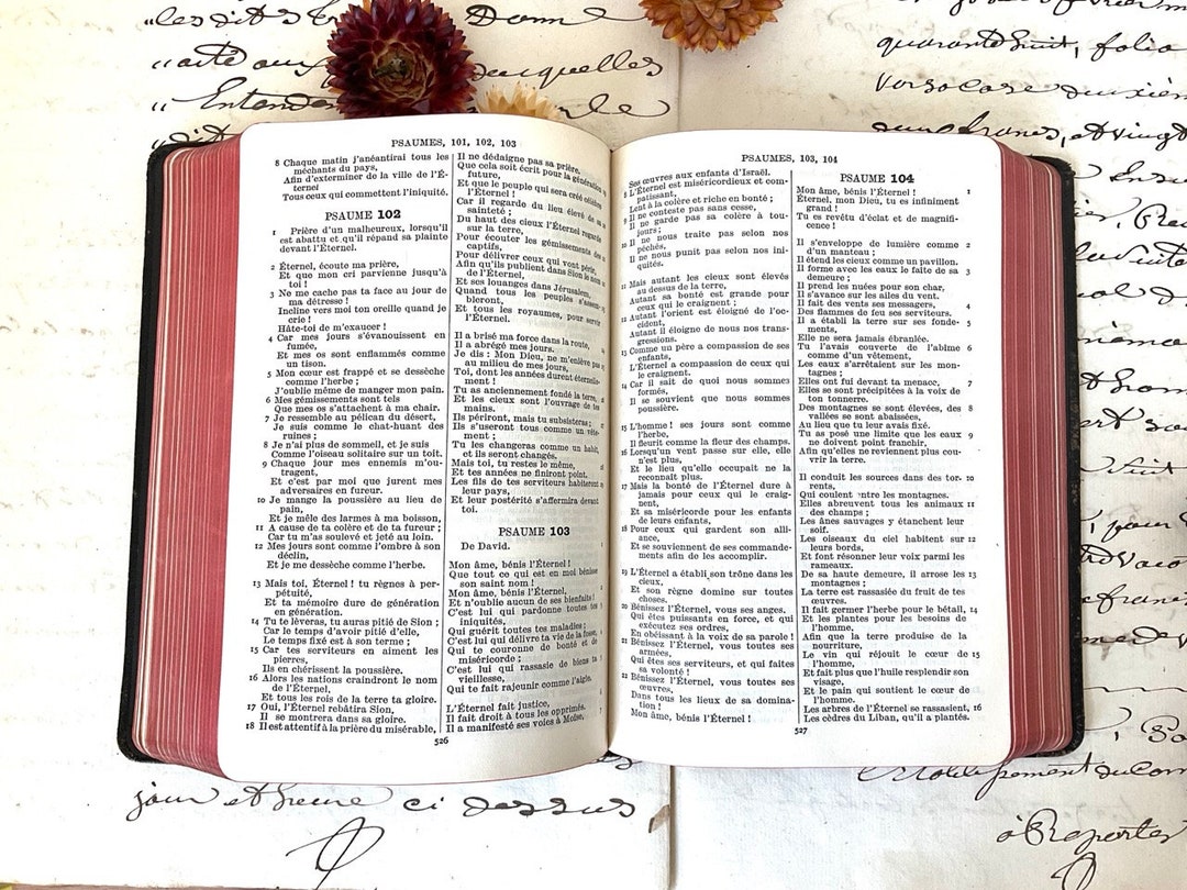 Antique French Bible Leatherbound 1928 La Sainte Bible Segond Version ...