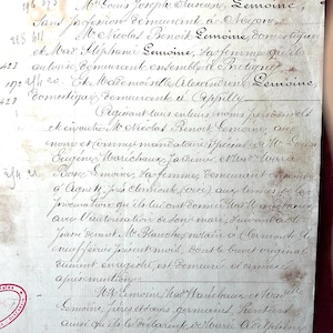 1872 Antique French Handwritten Manuscript | Legal Document | Stamped ...