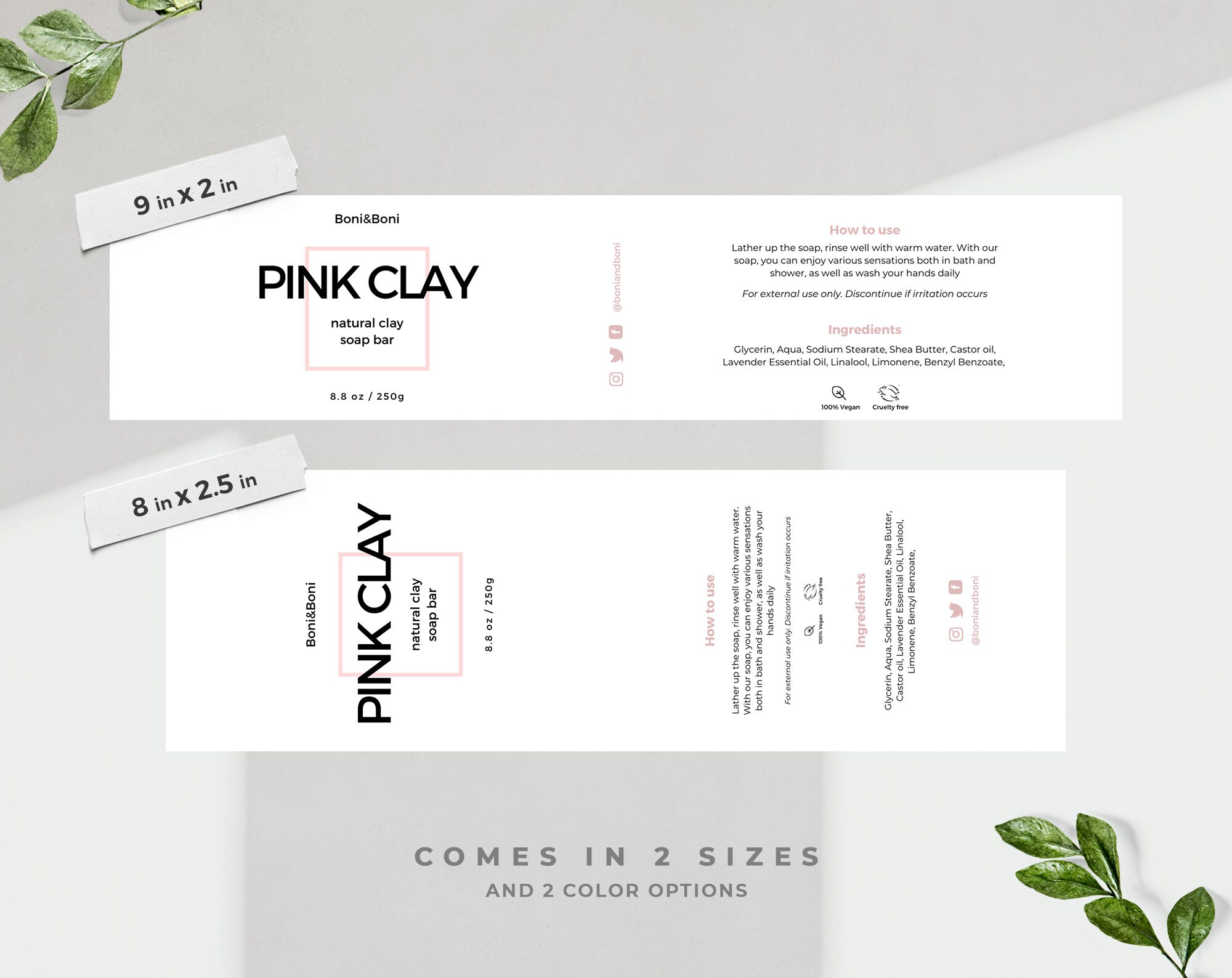 Soap Label Template 2 Sizes and Colors Minimalistic Simple Clean ...