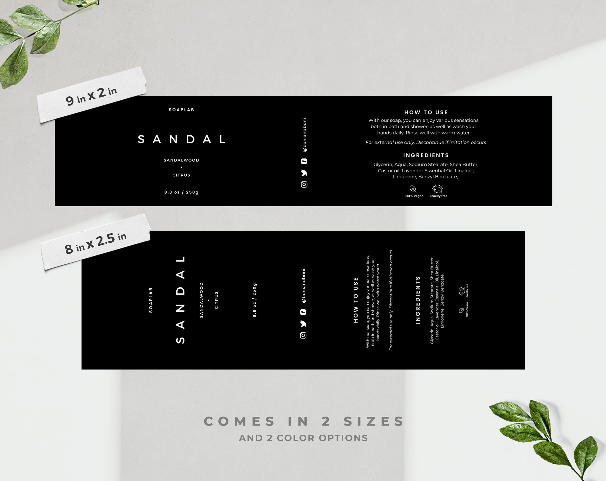 Soap Label Template 2 Sizes 2 Colors Minimalistic Simple Clean ...