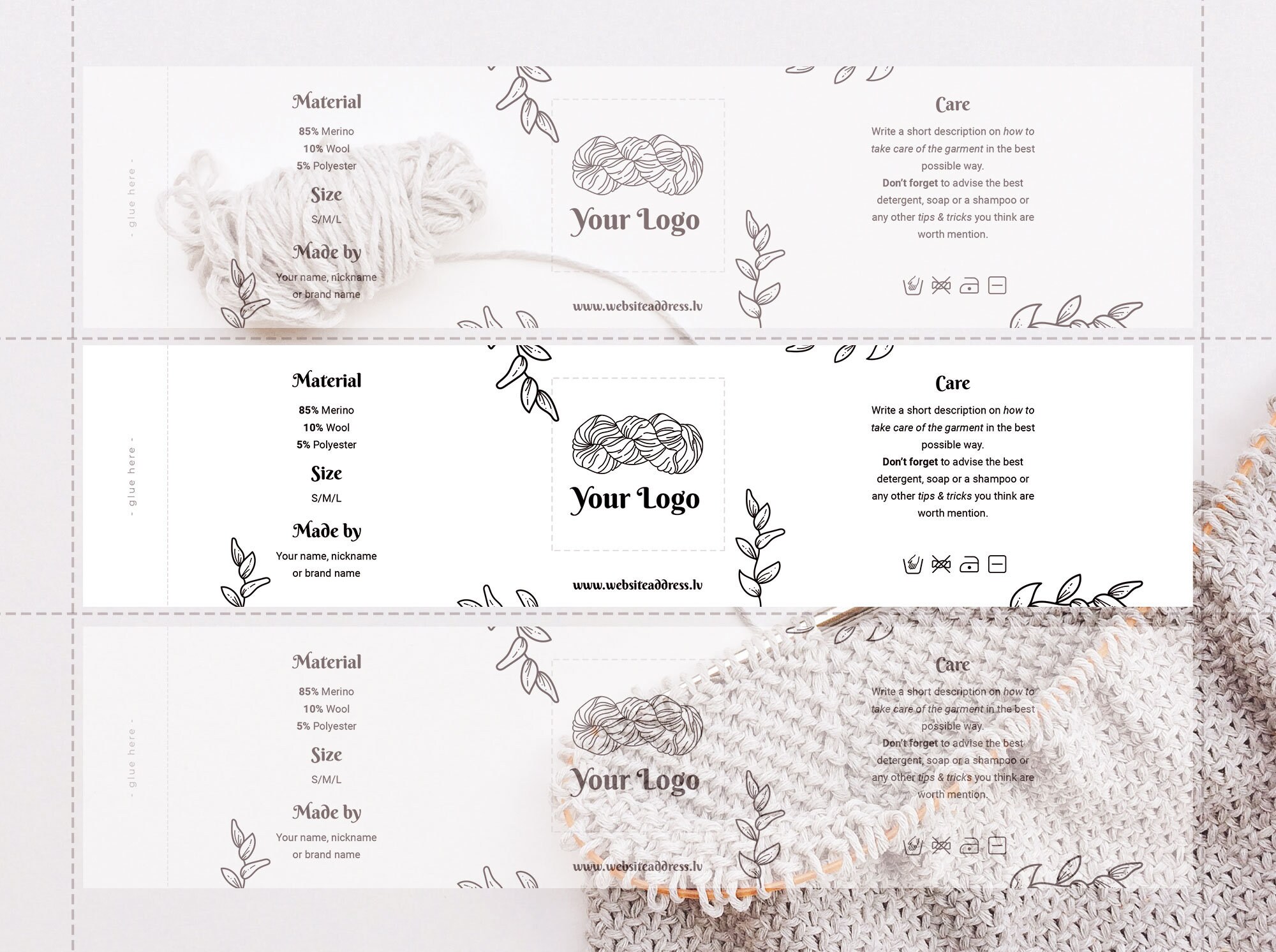 Simple Leaf Label/packaging Template for Socks and Knits | Printable ...