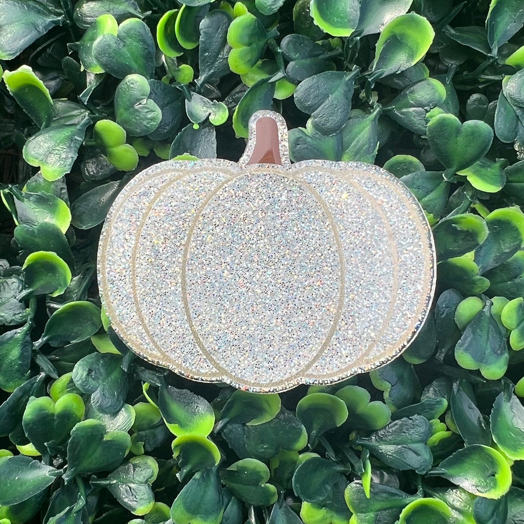 White Glitter Pumpkin Fall Retractable Badge Reel ID Holder - Etsy