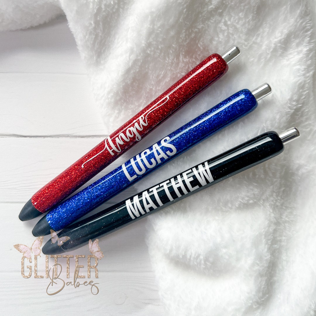 Personalized Glitter Inkjoy Pen • Custom Name, Handmade Resin Pen - Etsy
