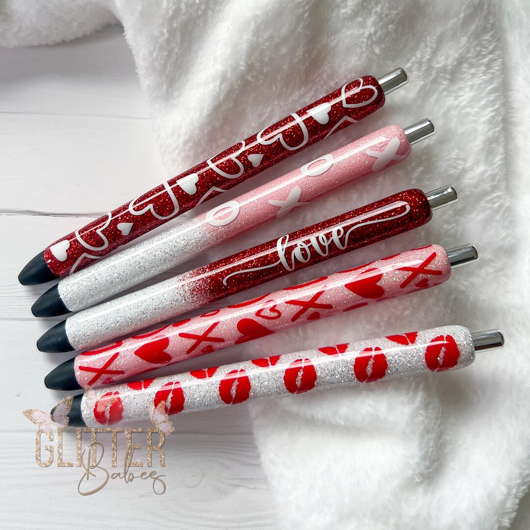 Valentine’s Day Glitter Pens • Heart Love and XOXO Inkjoy Gel Pens With ...