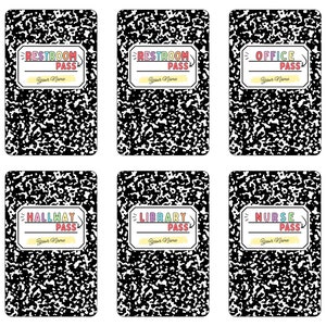 Classroom Hall Passes | Hall Pass Set | School Theme Hall Pass | Retro ...