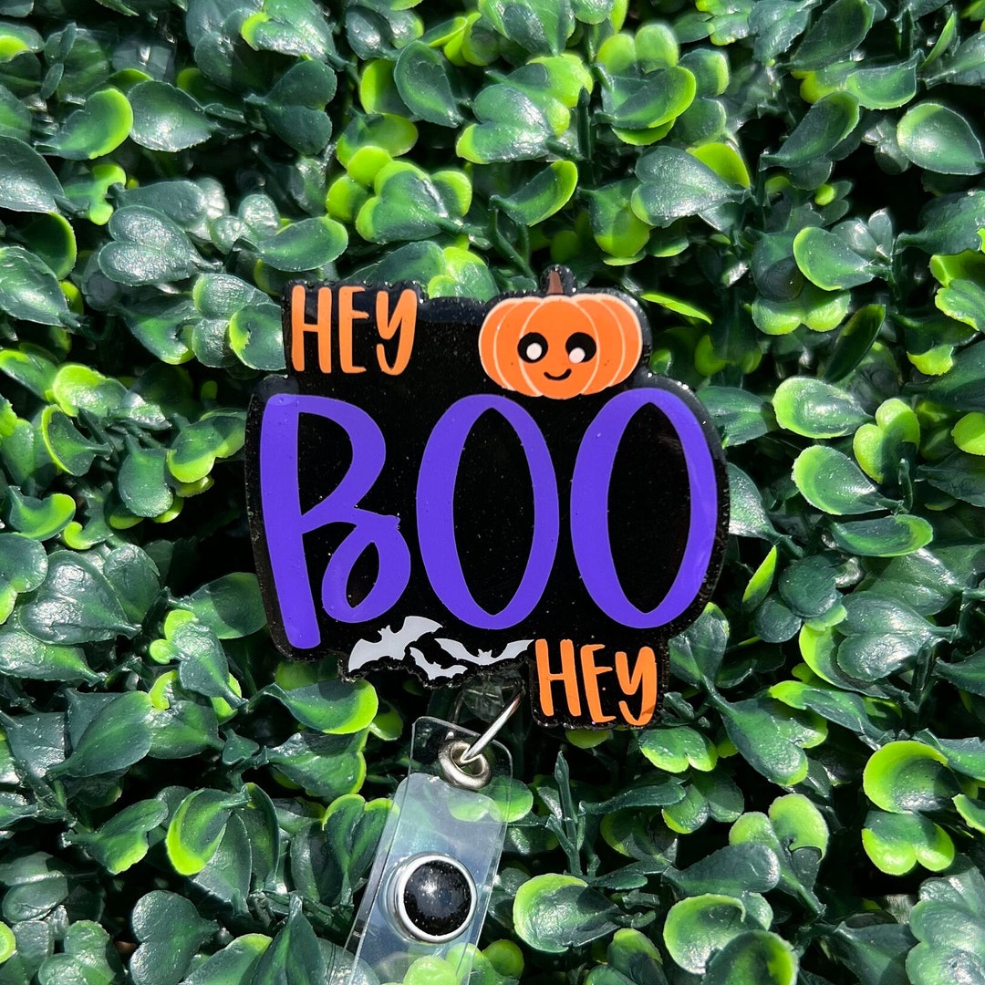 Hey Boo Hey Halloween Retractable Badge Reel Badge ID Holder - Etsy