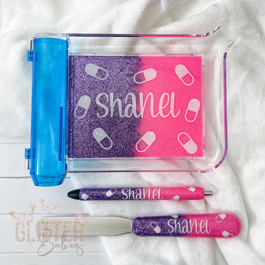 Purple and Pink Pharmacy Tech Counting Tray, Glitter Pen or Spatula ...