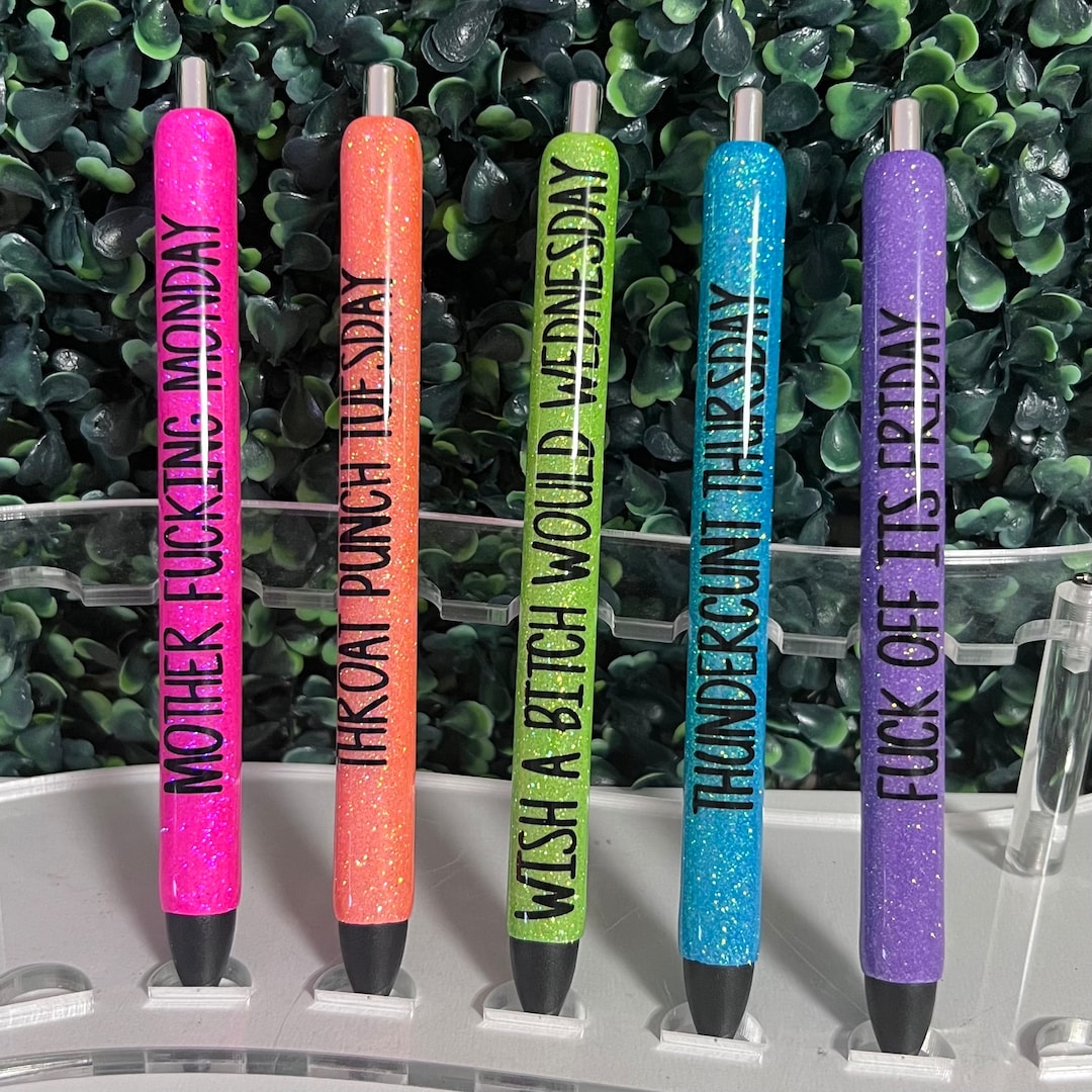 Funny Day of the Week Glitter Gel Pens – Personalized Refillable ...