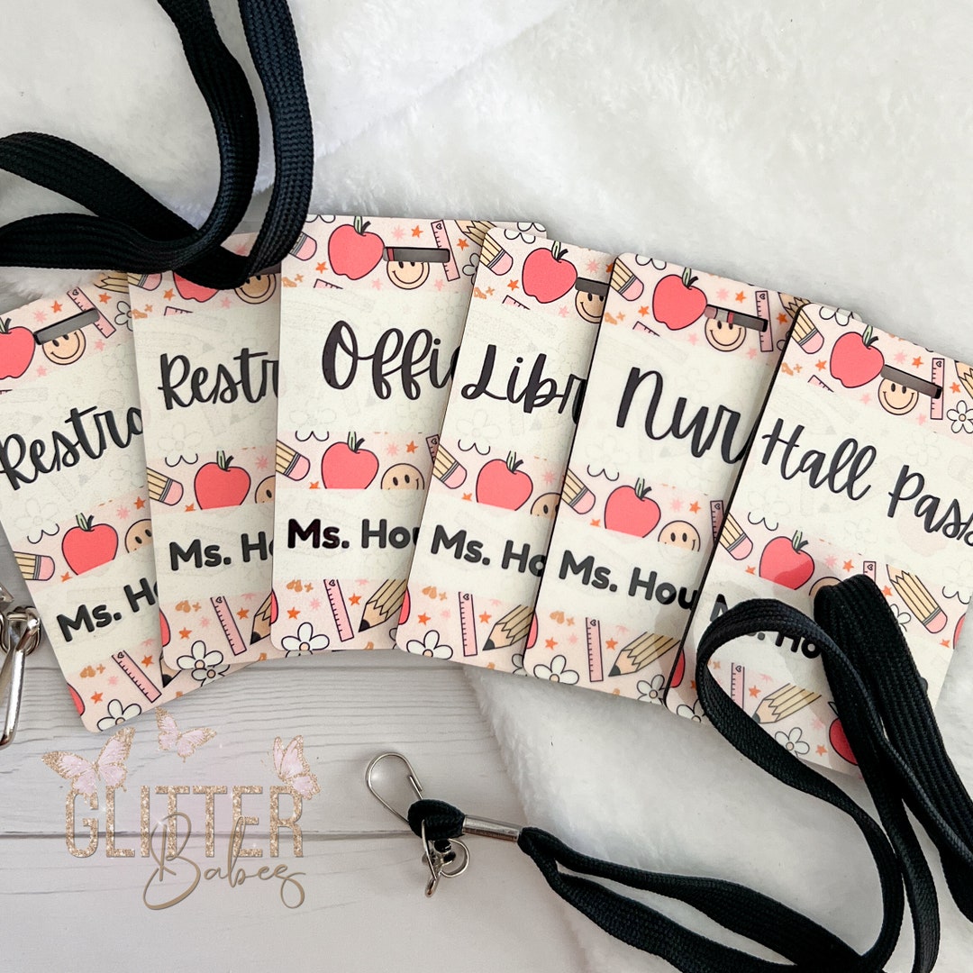 Classroom Hall Passes | Hall Pass Set | School Theme Hall Pass | Retro ...