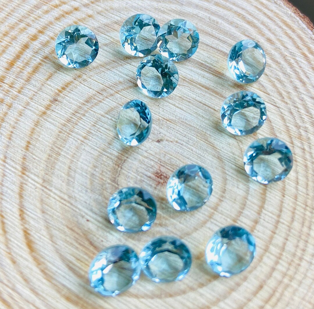 10 Faceted Sky Blue Topaz Gemstones: Round Cut Hydro Stones - Etsy