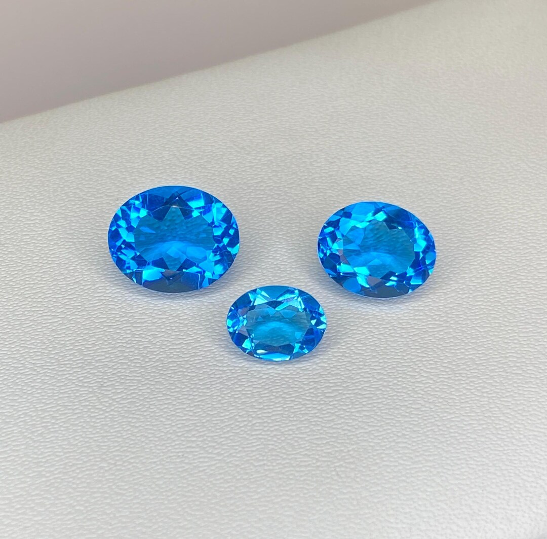 Swiss Blue Topaz Gemstone: Faceted Oval Loose Stone, Jewelry Making - Etsy