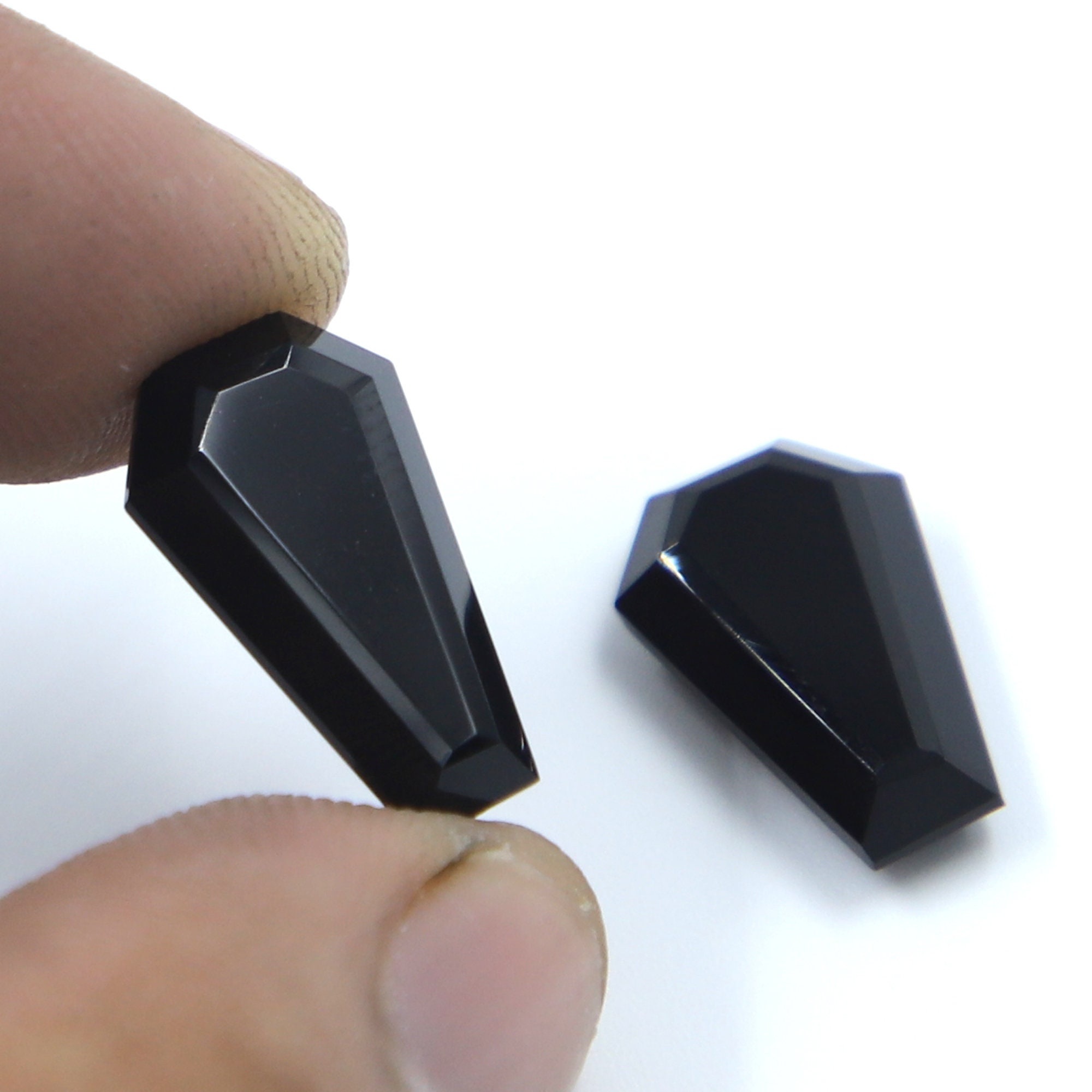 PAIR 1 100% Natural Black ONYX Cut Stone Shape Coffin Size 17x10 Mm - Etsy