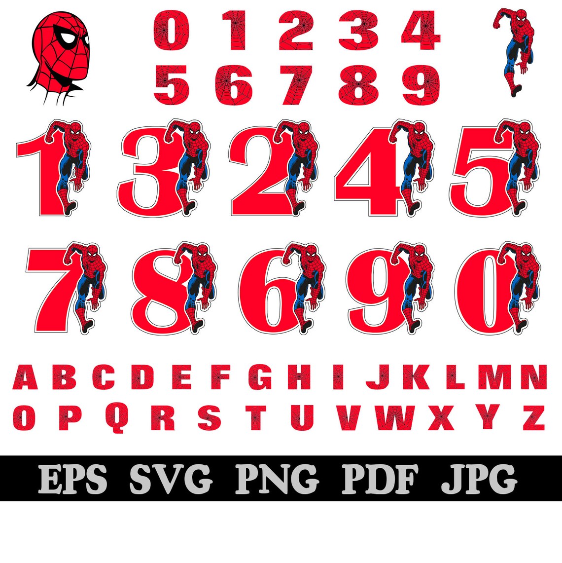 Spiderman Number Svg Number Clipart Number Cut File for | Etsy