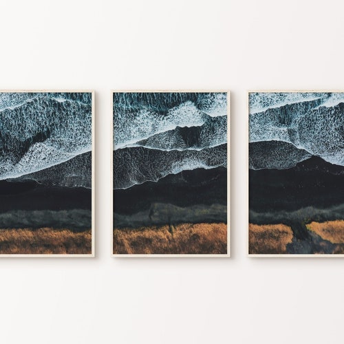 Set of 2 Piece Dark Teal Coastal Beach Wall Art Poster Print - Etsy