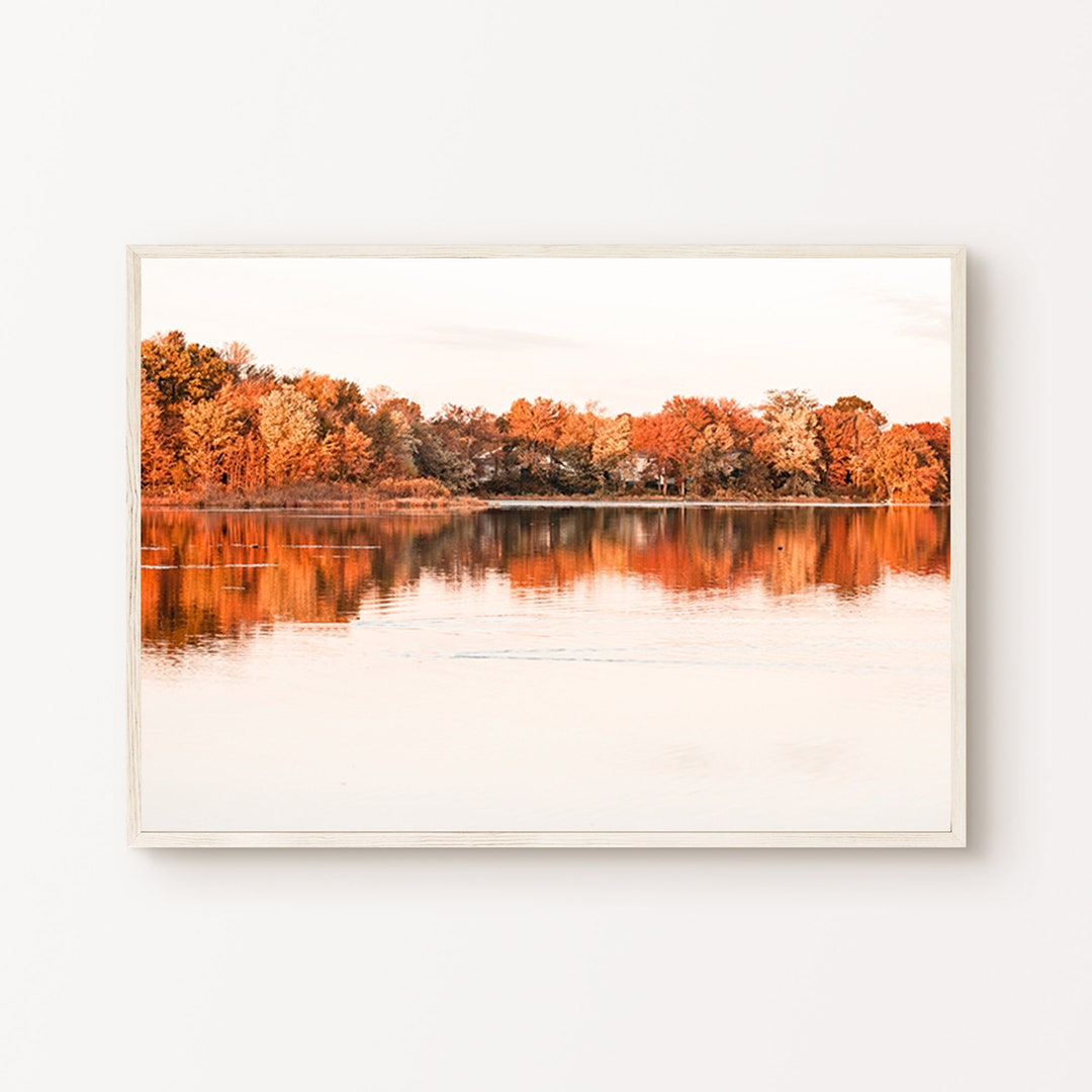 Printable Fall Lake Landscape Photography Print, Autumn Forest ...