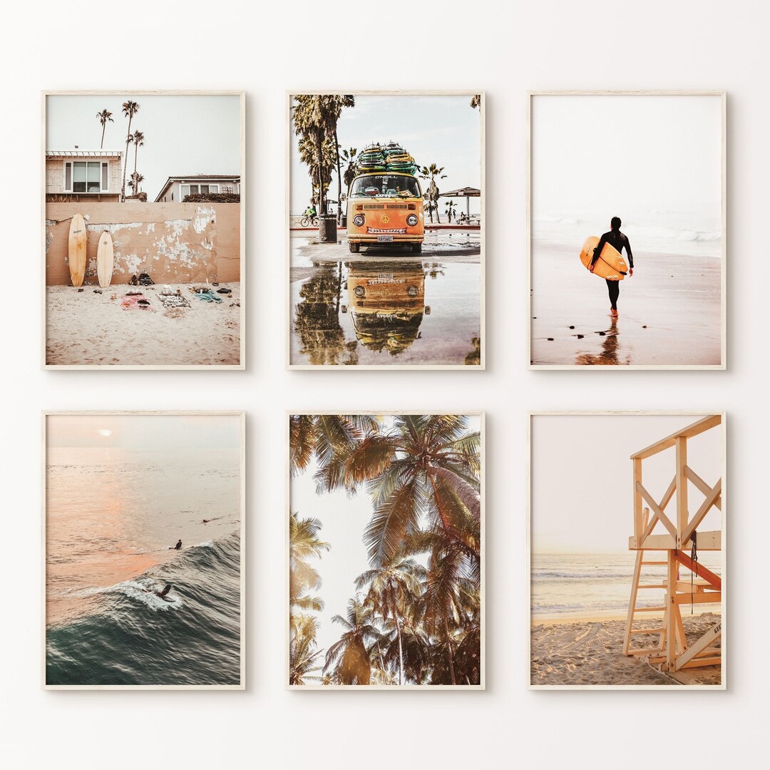 Surf Set of 6 DIGITAL Prints, Surf Gallery Wall Set, Ocean Poster ...