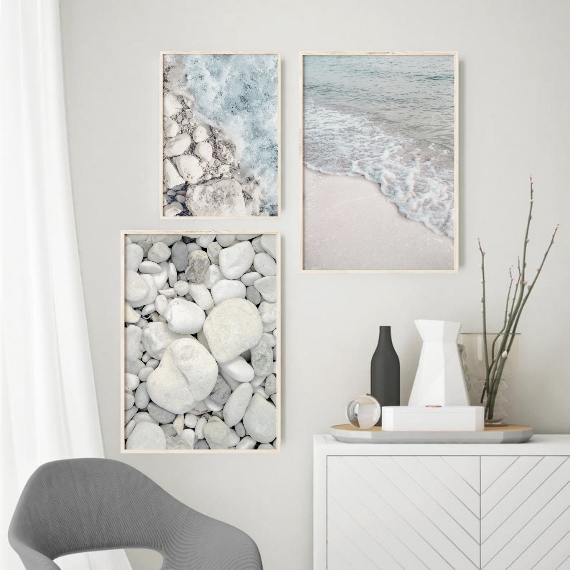 Ocean Gallery Wall Set of 3 Digital Prints Boho Beach Print | Etsy