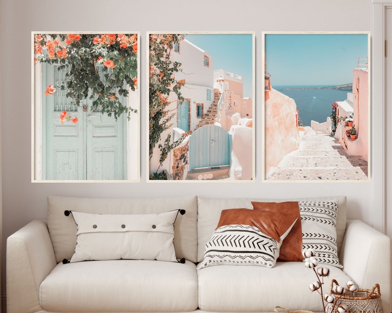 Greece Prints Set of 3 Wall Art Printable Boho Santorini - Etsy