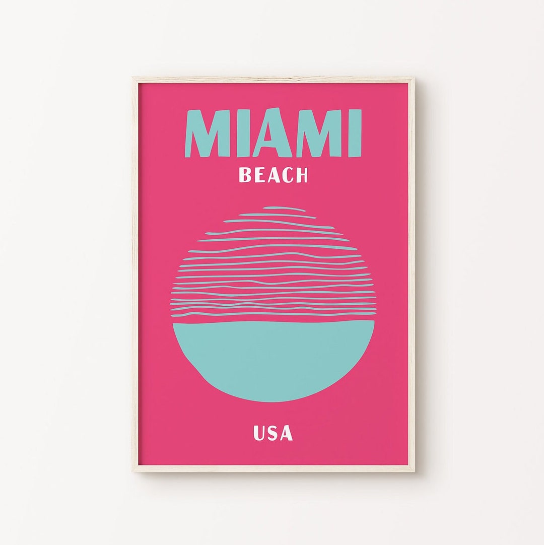Travel Print Miami Printable, Colorful Exotic Travel Poster Set, Preppy ...