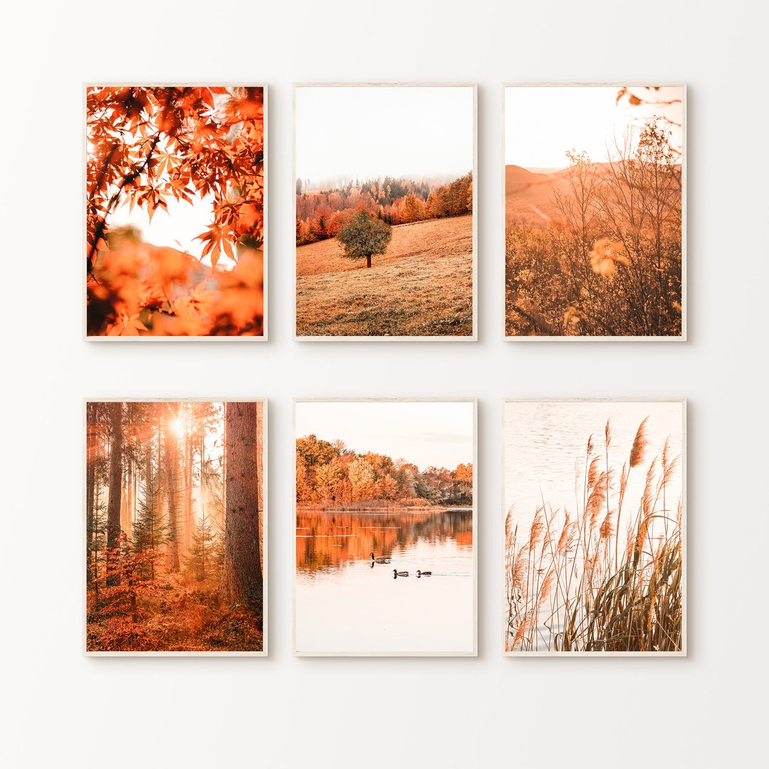 Printable Fall Set of 6 Prints, Autumn 6 Pieces Large Wall Art, Fall ...