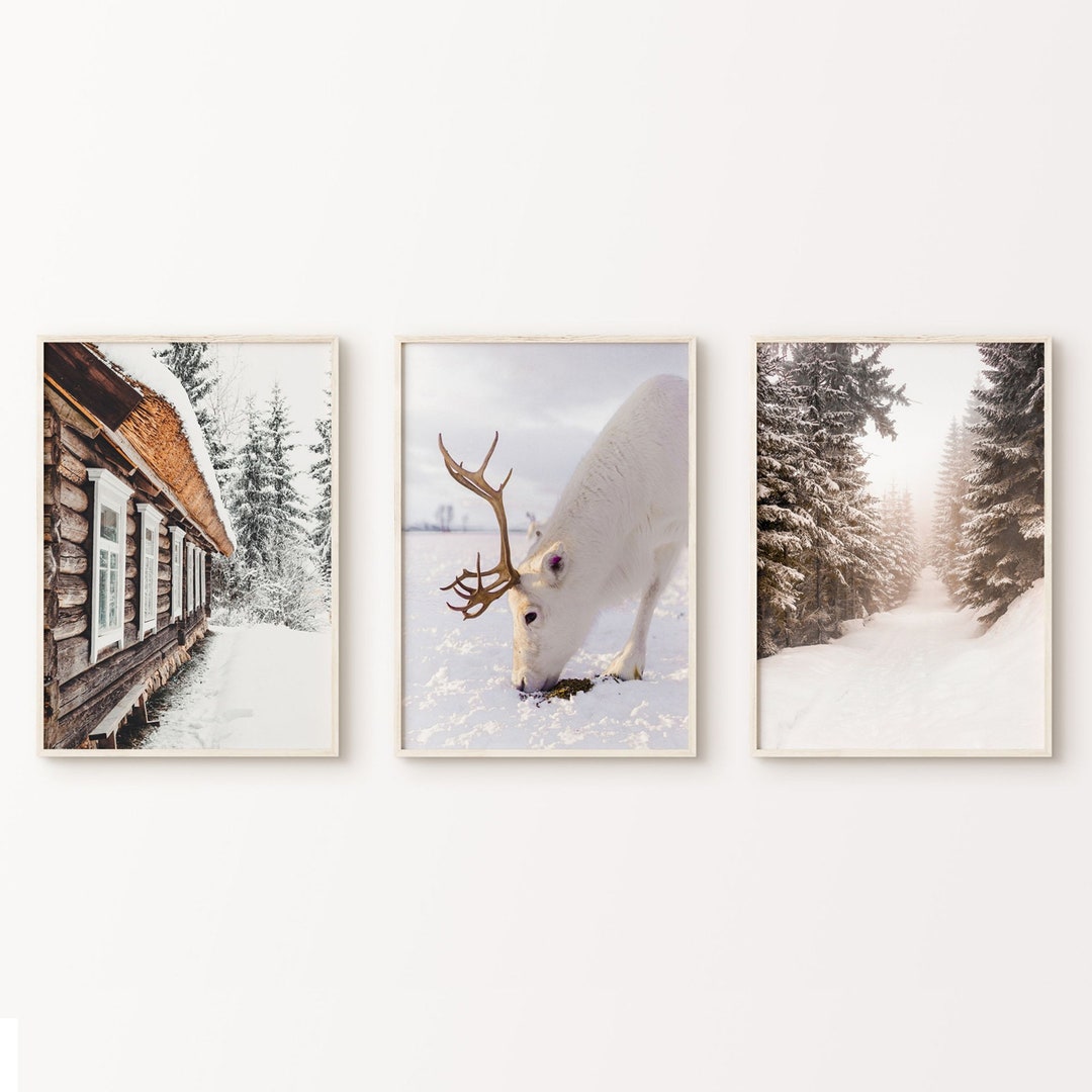 Winter Set of 3 DIGITAL Prints, Christmas Gallery Wall Decor, Snowy ...