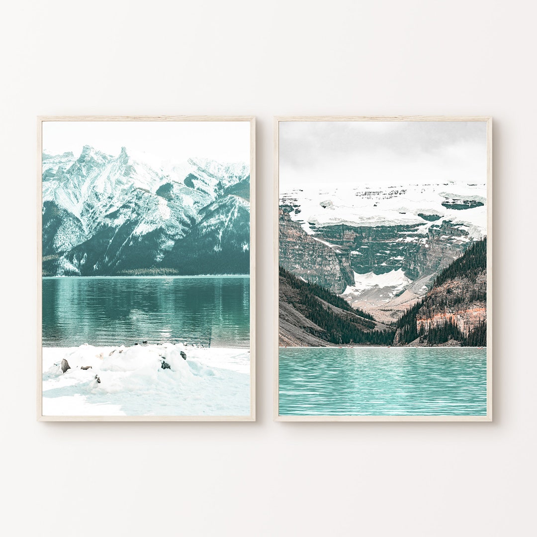 Printable Set of 2 Winter Mountain Photography, Snowy Landscape 2 ...
