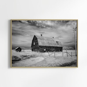Rustic Barn Black and White Print, Printable Southwestern Farmhouse ...