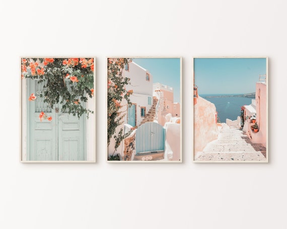 Greece Prints Set of 3 Wall Art Printable Boho Santorini - Etsy
