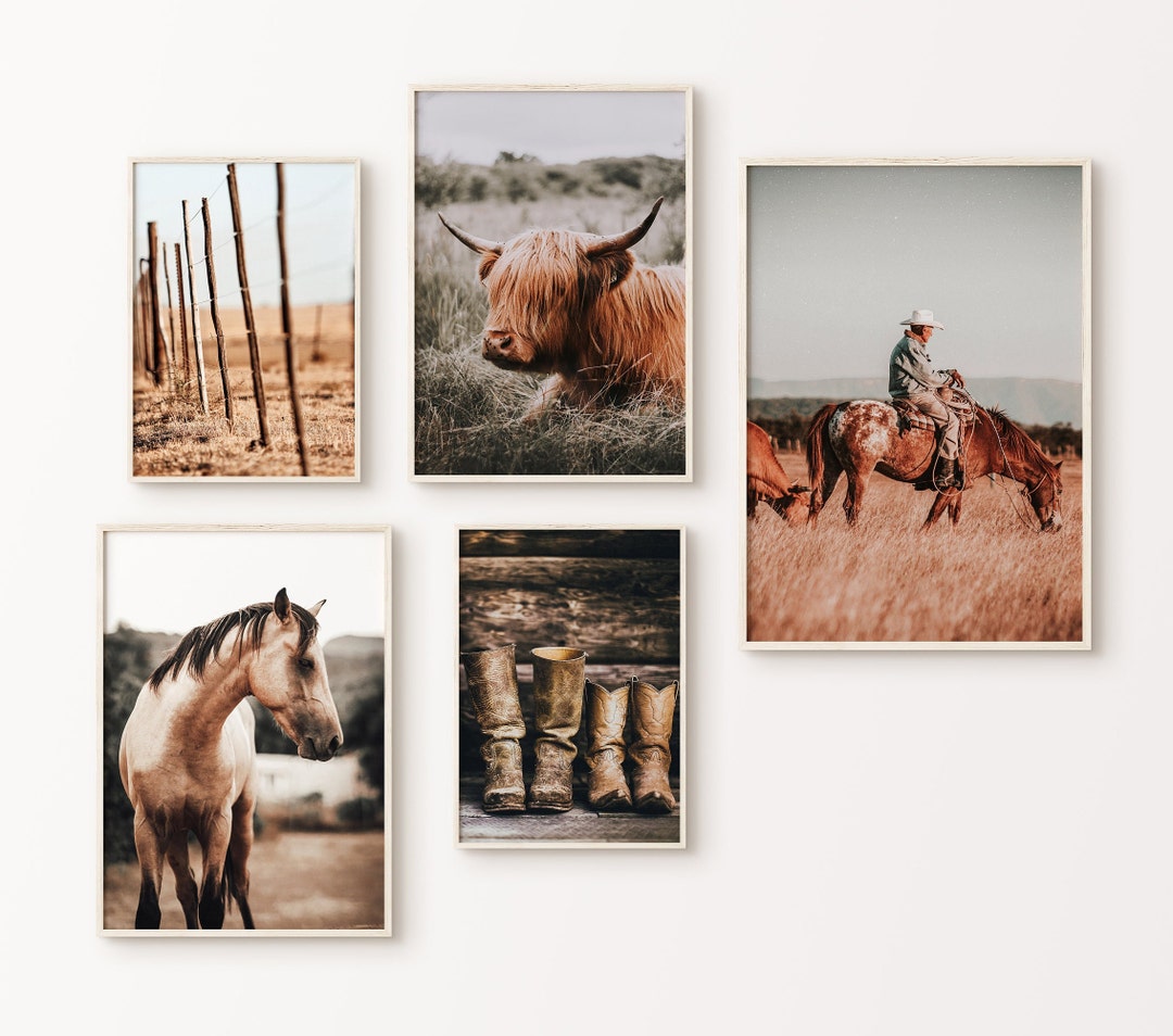 Printable Western 5 Pieces Wall Art, Country Farmhouse Set of 5 Prints ...